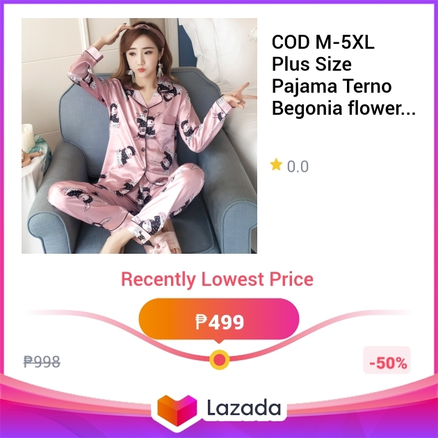 COD M-5XL Plus Size Pajama Terno Begonia flowers Printed Women Sexy ...