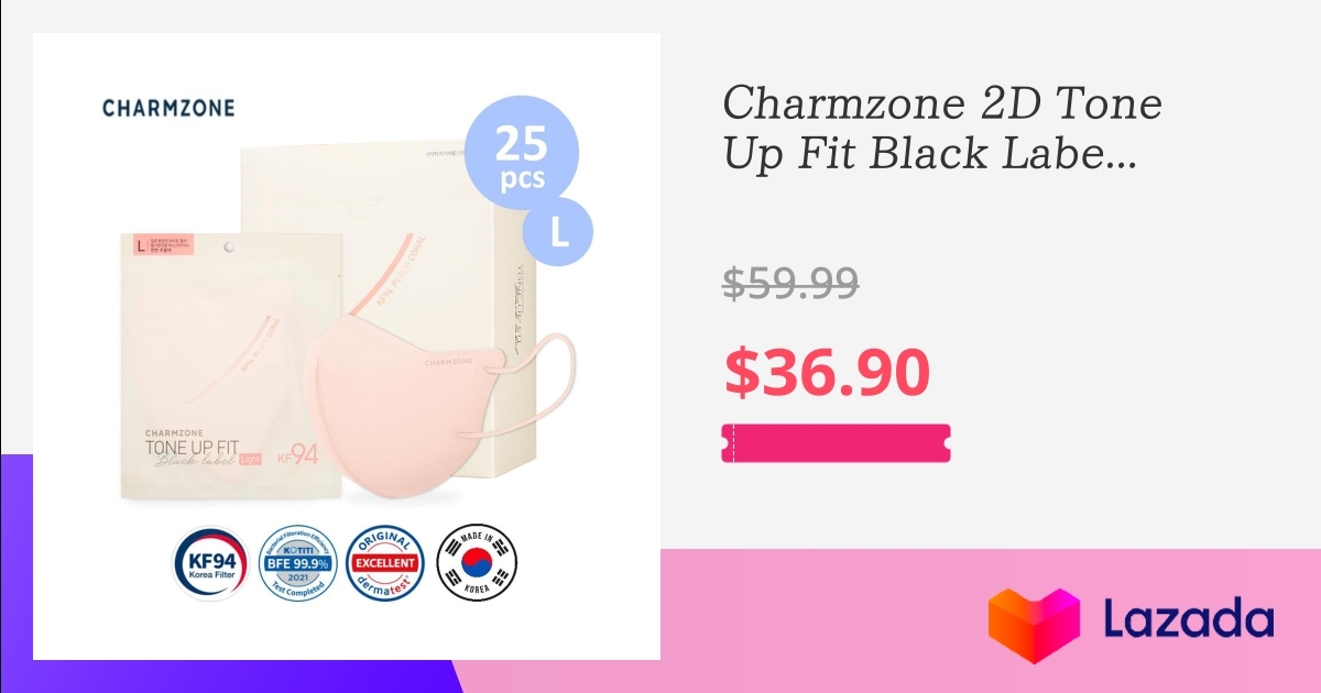 Charmzone 2D Tone Up Fit Black Label Light Kf94 Masks Peach Coral L ...