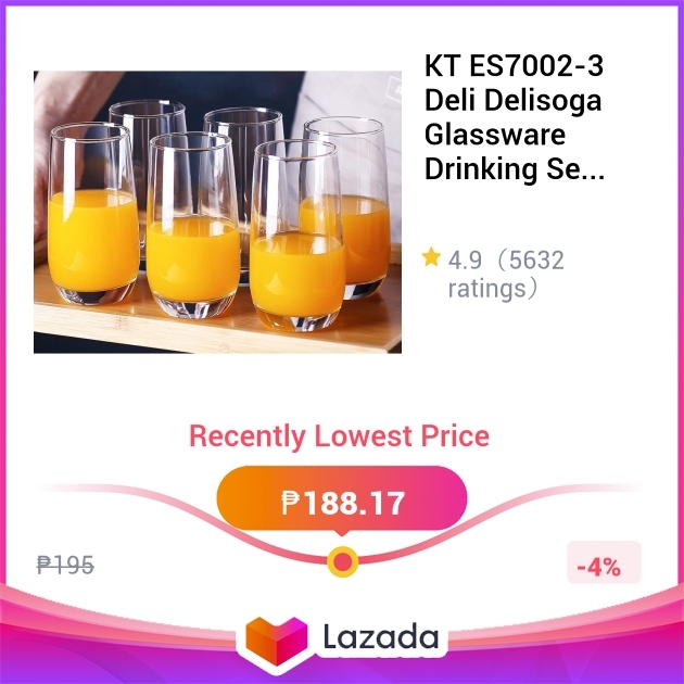 KT ES7002-3 Deli Delisoga Glassware Drinking Set 6PCS Clear Glass 360mL