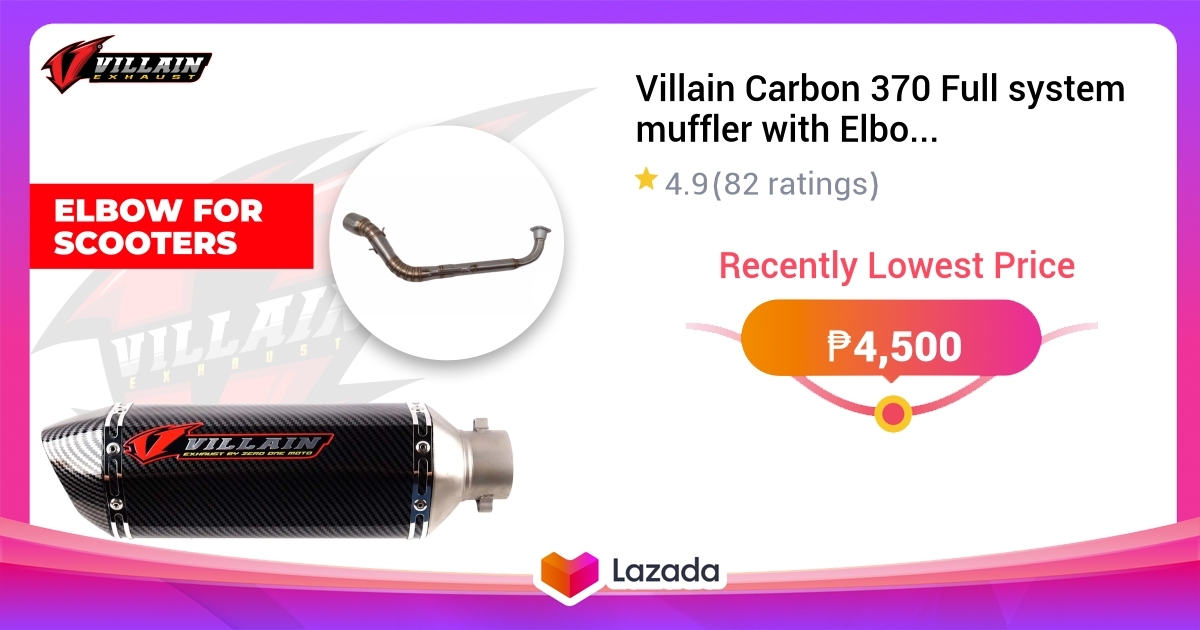 Villain Carbon 370 Full system muffler with Elbow for Scooters ADV PCX ...