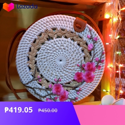 Original Rattan Bags from bali Indonesia with embroidered cherry ...