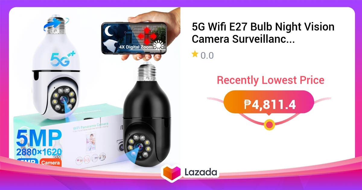 5G Wifi E27 Bulb Night Vision Camera Surveillance Full Color Automatic ...