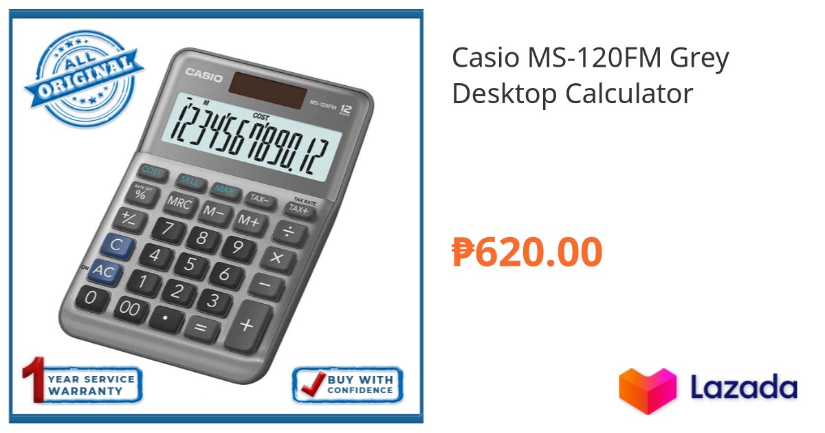 Casio MS-120FM Grey Desktop Calculator