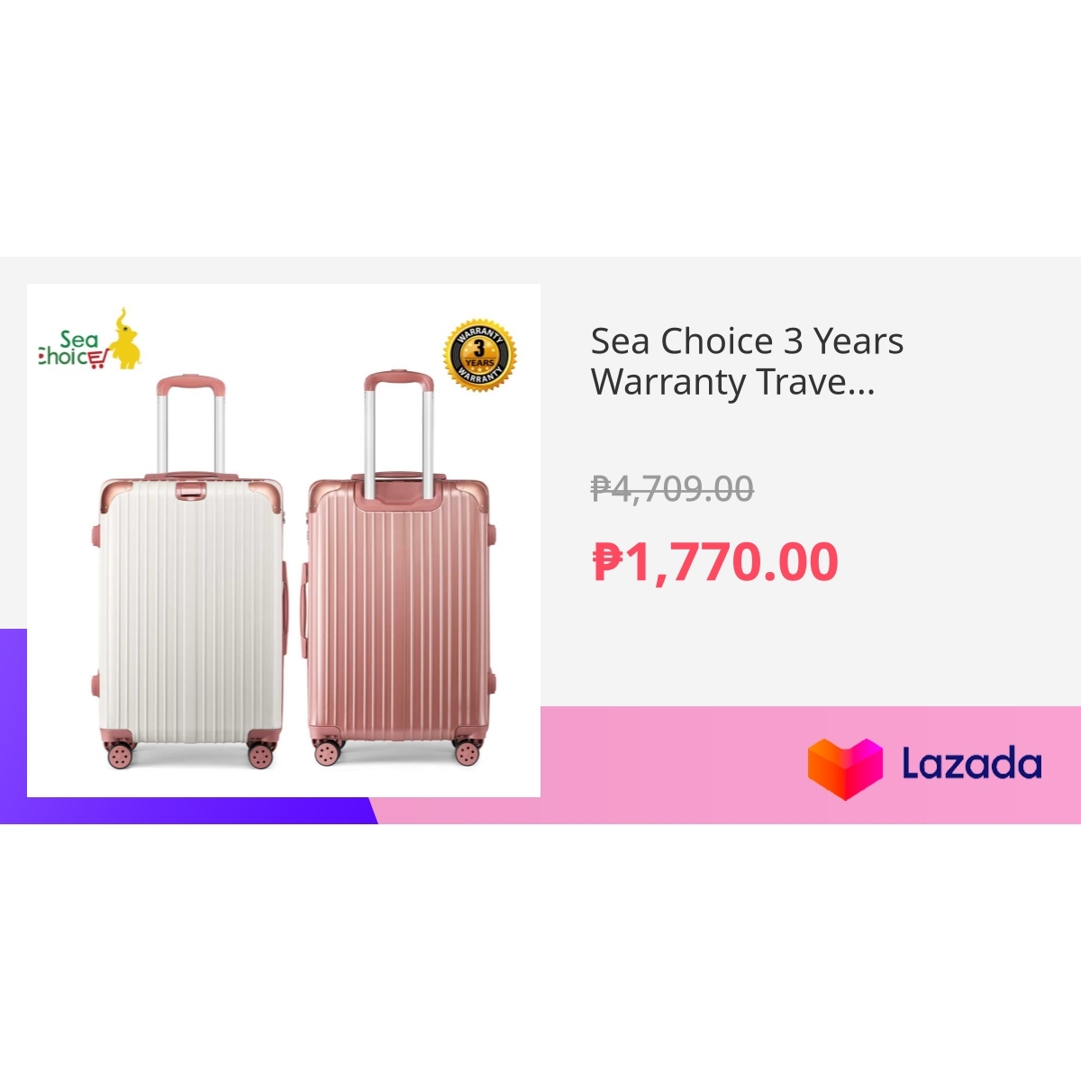 Sea Choice 3 Years Warranty Travel Suitcase 20/24 Inch 4-wheel 360 ...