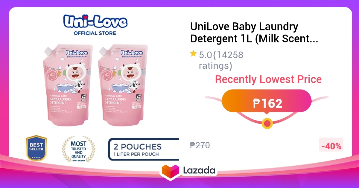 UniLove Baby Laundry Detergent 1L (Milk Scent) Pack of 2