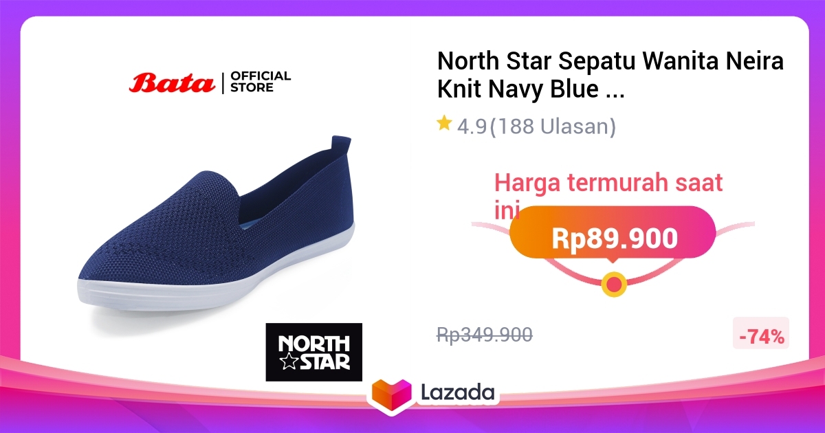 North Star Sepatu Wanita Neira Knit Navy Blue - 5899931