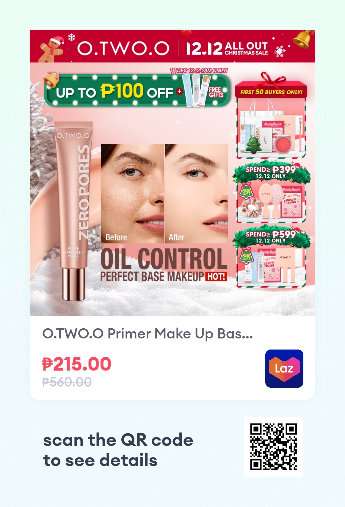 O.TWO.O Primer Make Up Base Invisible Pore Soft Focus Makeup Primer 20g ...