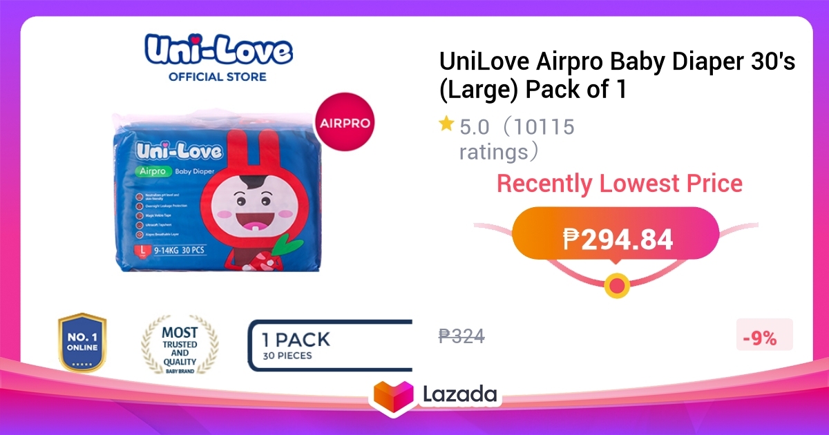 UniLove Airpro Baby Diaper 30's (Large) Pack of 1
