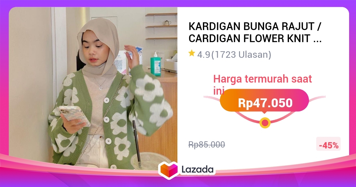 KARDIGAN BUNGA RAJUT / CARDIGAN FLOWER KNIT / OUTWEAR WANITA HIJAB