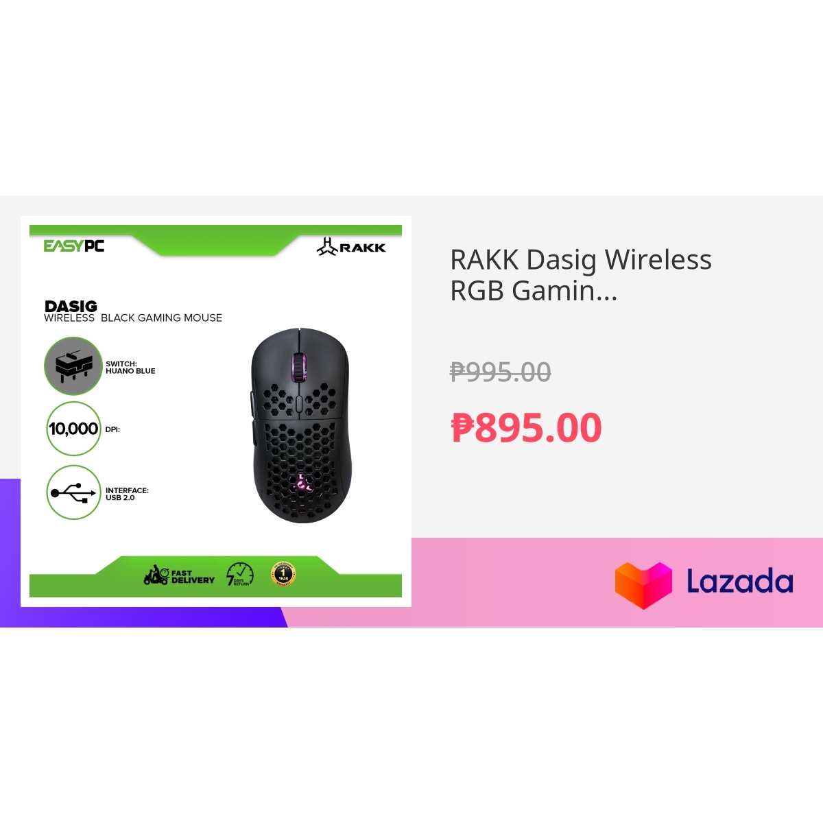 RAKK Dasig Wireless RGB Gaming Mouse|3325 Sensor|Huano Blue Switch ...