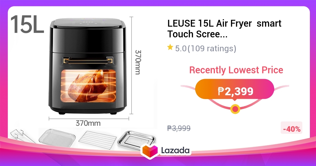 LEUSE 15L Air Fryer smart Touch Screen Multifunctional Oil Free Fully ...