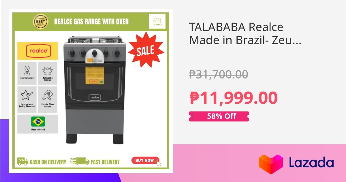 TALABABA Realce Made in Brazil- Zeus Free-Standing Gas Range with Oven ...