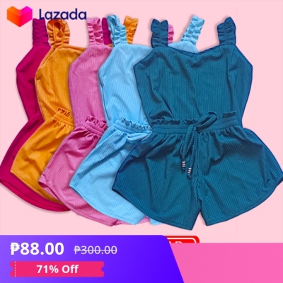 Kids Bakuna Knitted Terno Set for Girls ruffle Shoulder Top and ribbon ...