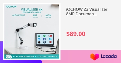 iOCHOW Z3 Visualizer 8MP Document Camera Excellent Overhead Webcam for ...