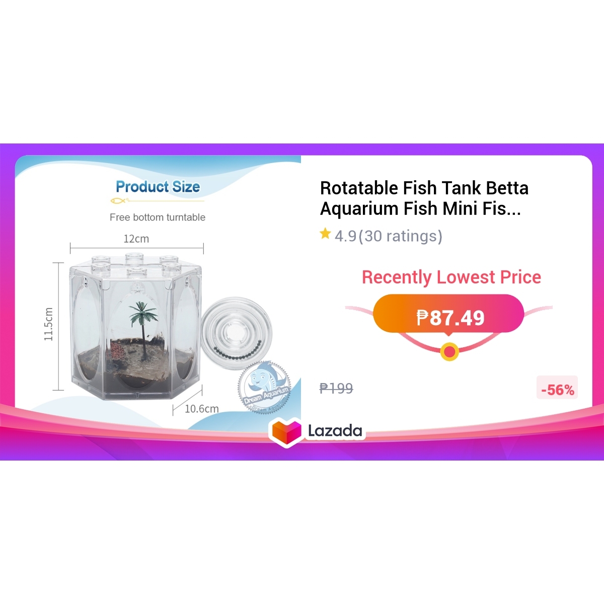 Rotatable Fish Tank Betta Aquarium Fish Mini Fish Tank Lego Block Guppy ...