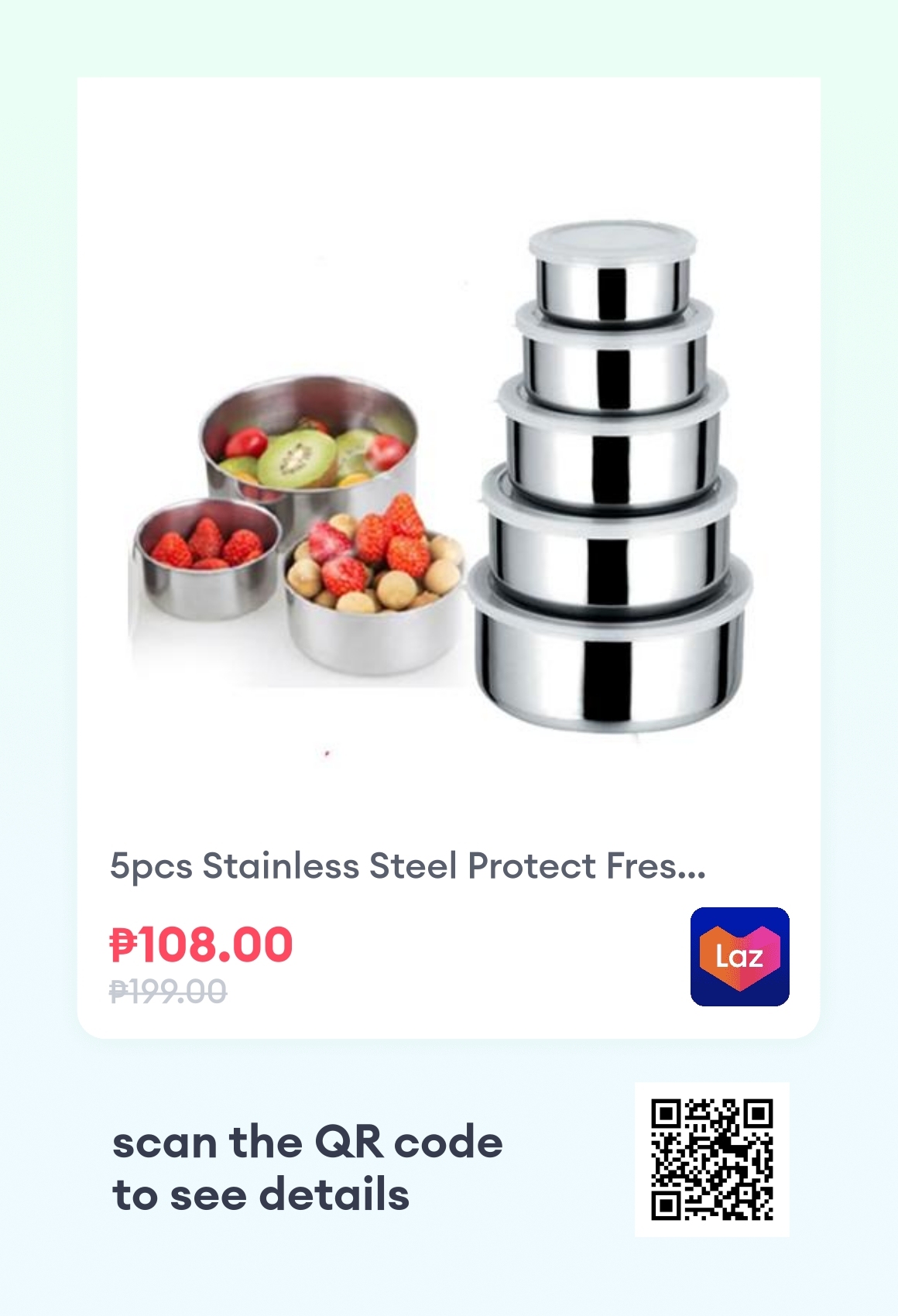 5pcs Stainless Steel Protect Fresh Box