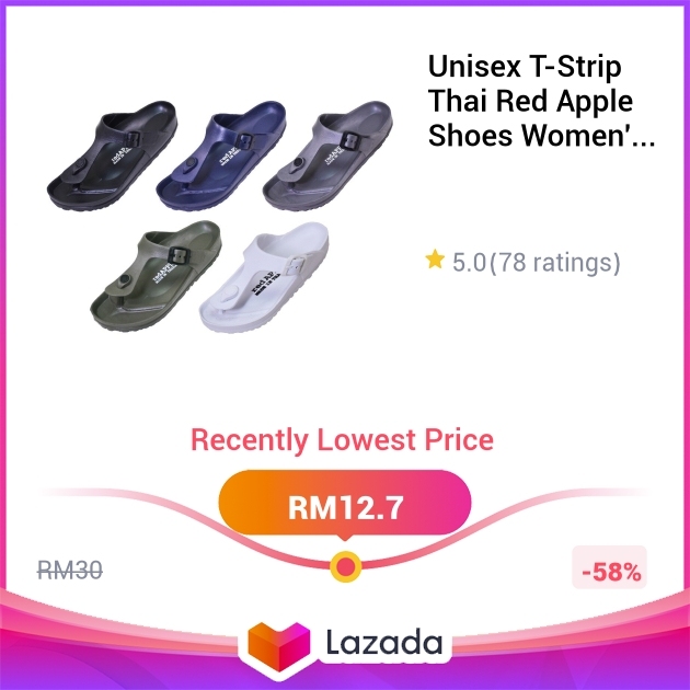 Unisex T-Strip Thai Red Apple Shoes Women's Slipper Silpar Perempuan Lelaki