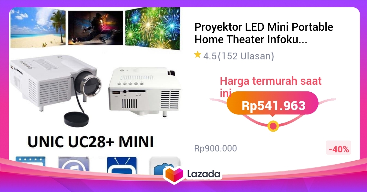 Proyektor LED Mini Portable Home Theater Infokus UNIC UC28 Projector ponsel android murah dan ...