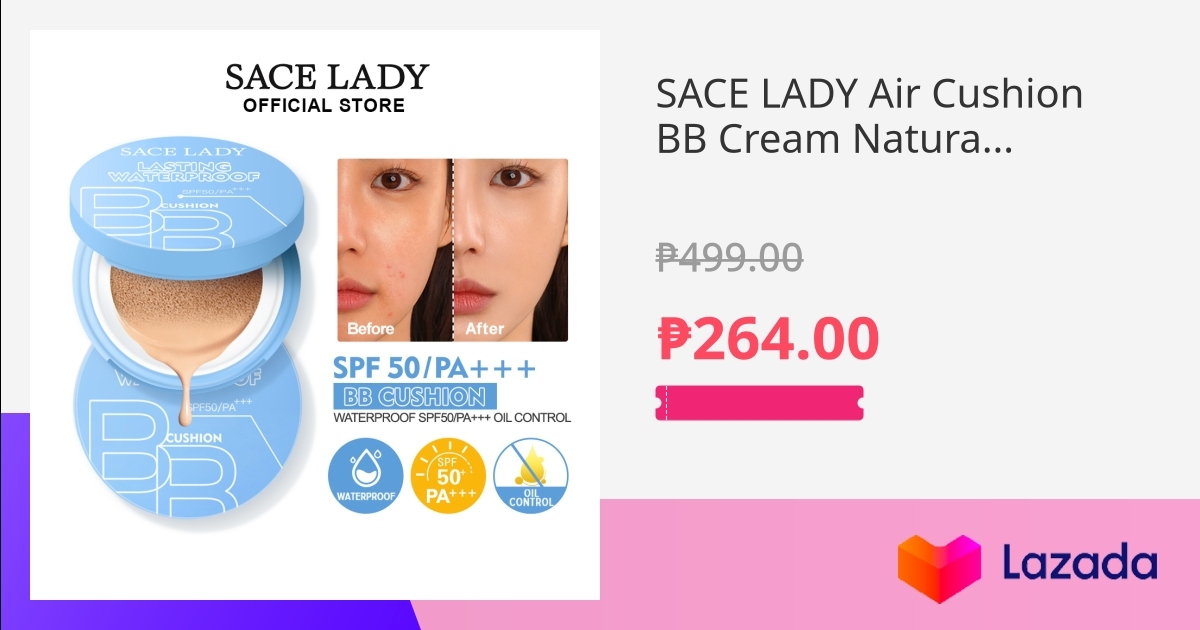 SACE LADY Air Cushion BB Cream Natural Long-lasting Waterproof Brighten ...