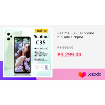Realme C35 Cellphone big sale Original 2022 Android phone 16GB+256GB HD ...