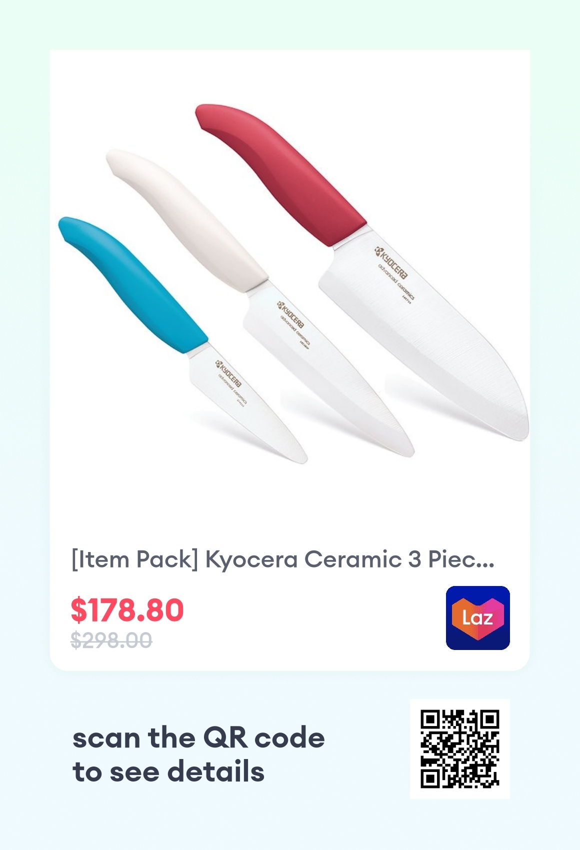 [Item Pack] Kyocera Ceramic 3 Piece Kitchen Knife Sets 🌊
