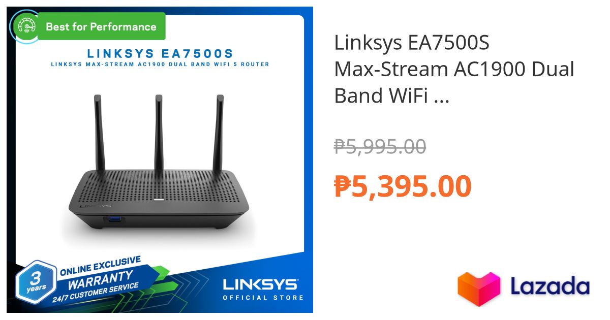 Linksys EA7500S Max-Stream AC1900 Dual Band WiFi 5 Router