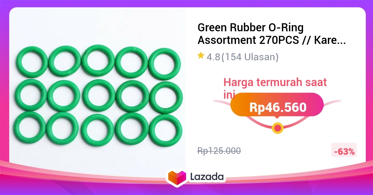 Green Rubber O-Ring Assortment 270PCS // Karet seal O-ring Karet Hnbr ...