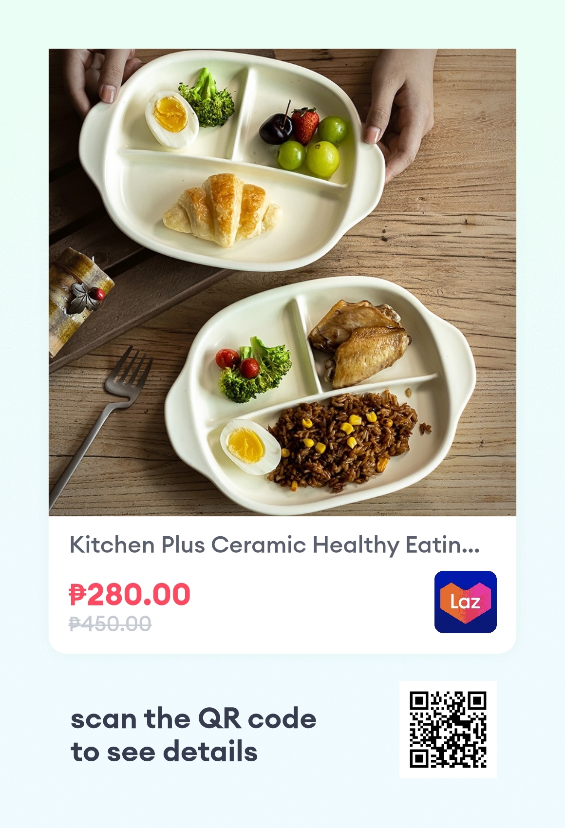 Kitchen Plus Ceramic Healthy Eating Square or Round Divided Dinner ...