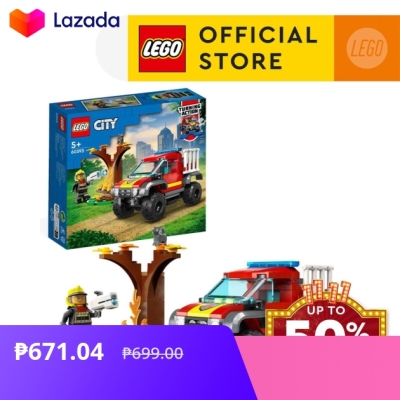 LEGO City 60393 4x4 Fire Engine Rescue Building Toy Set (97 Pieces)