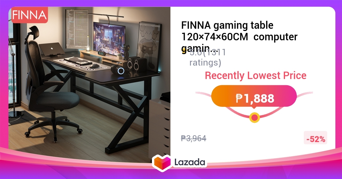 FINNA gaming table 120×74×60CM computer gaming table for pc desktop simple single carbon fiber ...