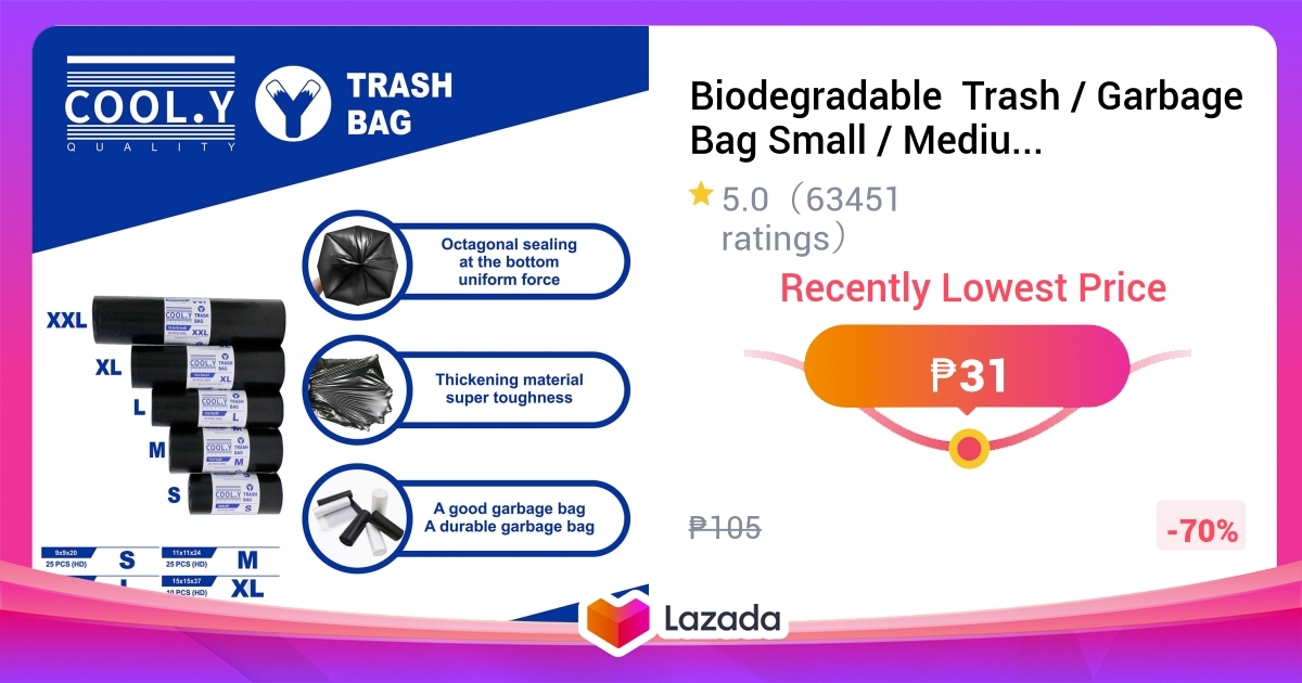 Biodegradable Trash / Garbage Bag Small / Medium / Large / XL / 2XL ...