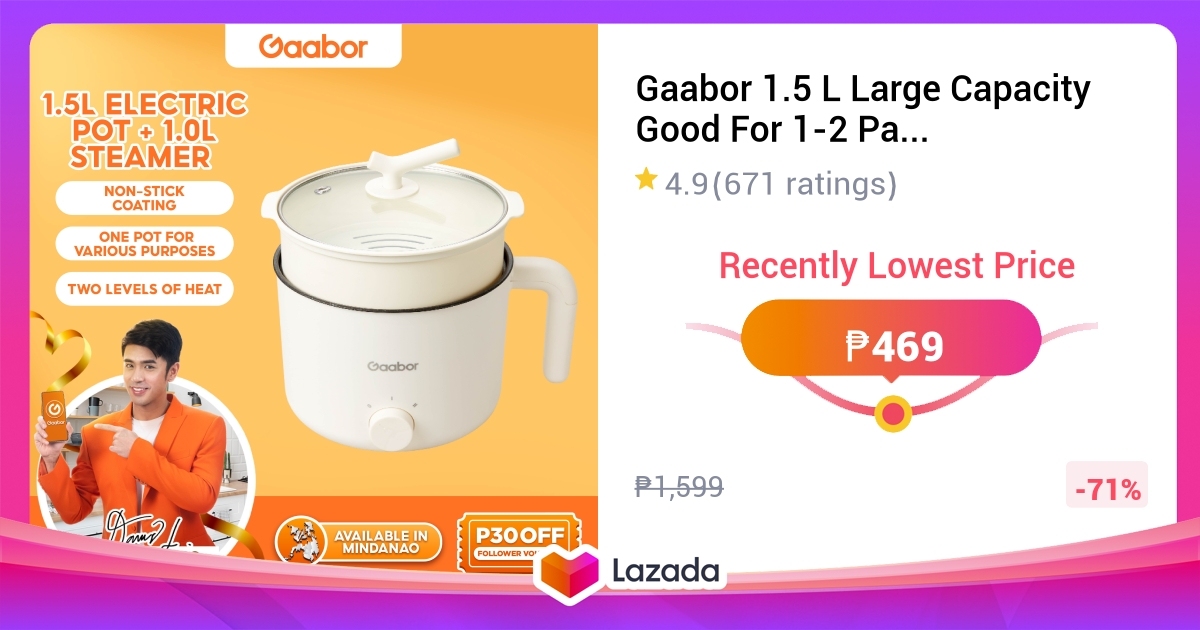 Gaabor 1.5 L Large Capacity Good For 1-2 Pax Multi-purpose Non-Stick ...