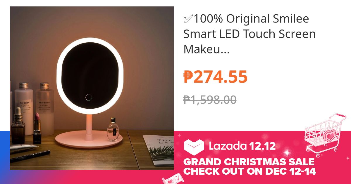 100% Original Smilee Smart LED Touch Screen Makeup Mirror Tabletop ...