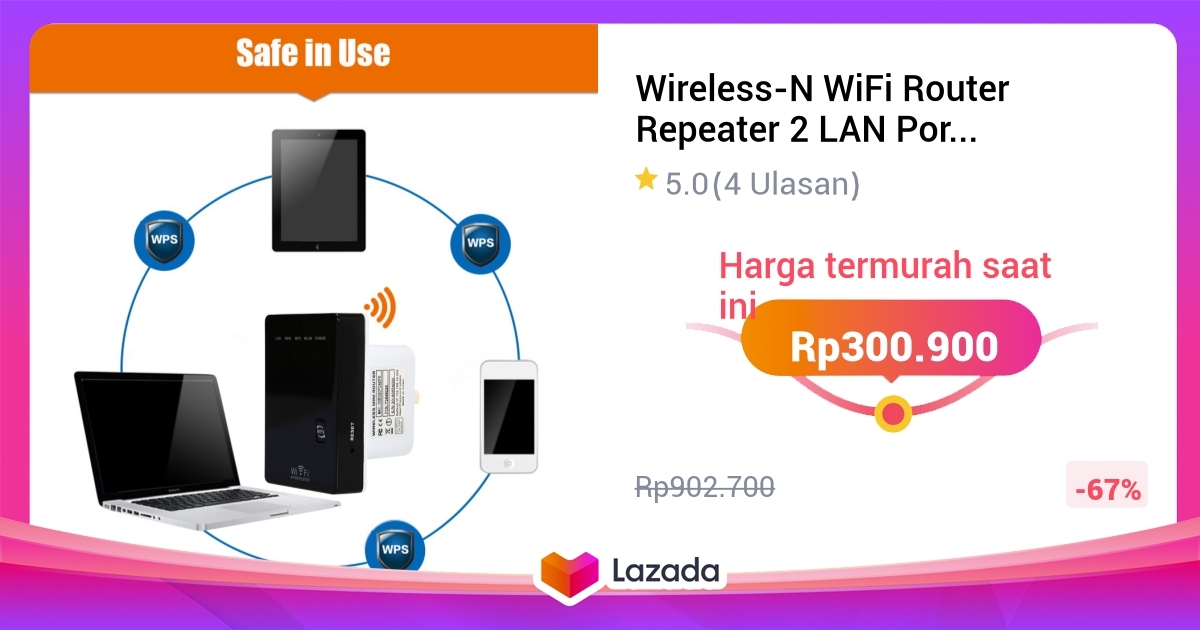 Wireless-N WiFi Router Repeater 2 LAN Port 300Mbps 802.11b/g/n Alat ...