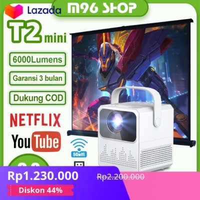 Proyektor infocus 6000Lumens WiFi Android Layar cermin proyektor Film ...