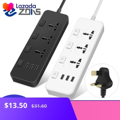 [SG Ready Stock] Power Strip USB Extension Socket UK Plug 2500W 3 Ports ...