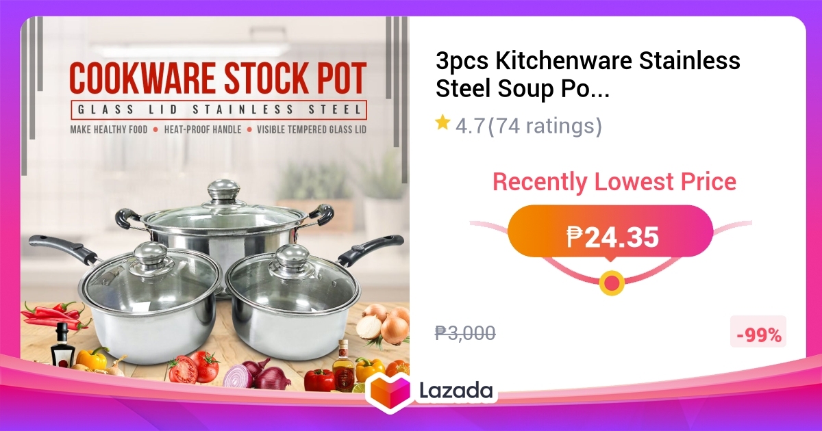 3pcs Kitchenware Stainless Steel Soup Pot Cookware Set