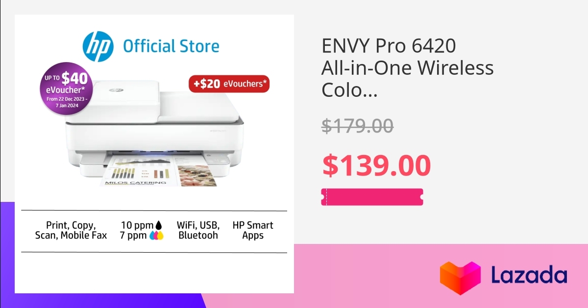 ENVY Pro 6420 All-in-One Wireless Color Inkjet Printer - Print, Copy ...