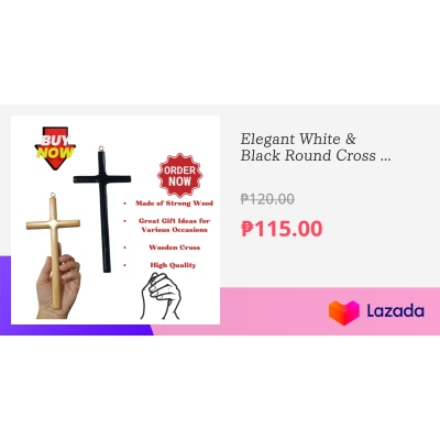 Elegant White & Black Round Cross 8 inches Cross for Altar Religious ...