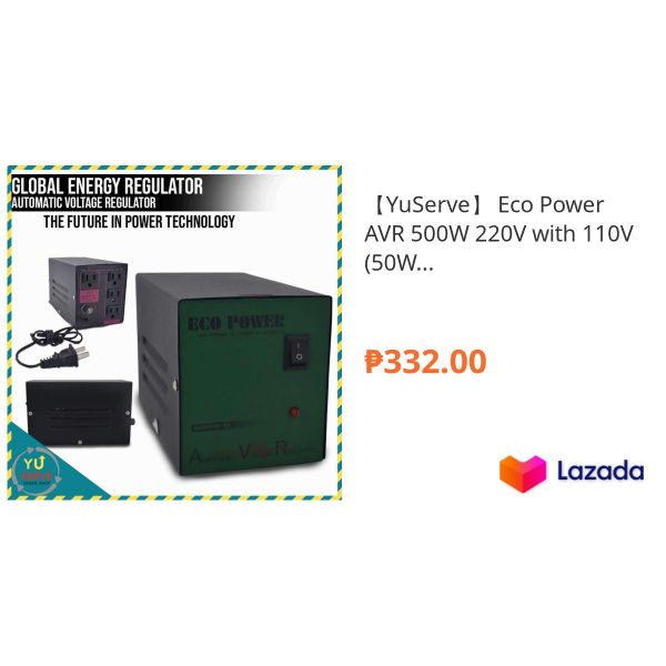 【YuServe】 Eco Power AVR 500W 220V with 110V (50W) Automatic Voltage ...