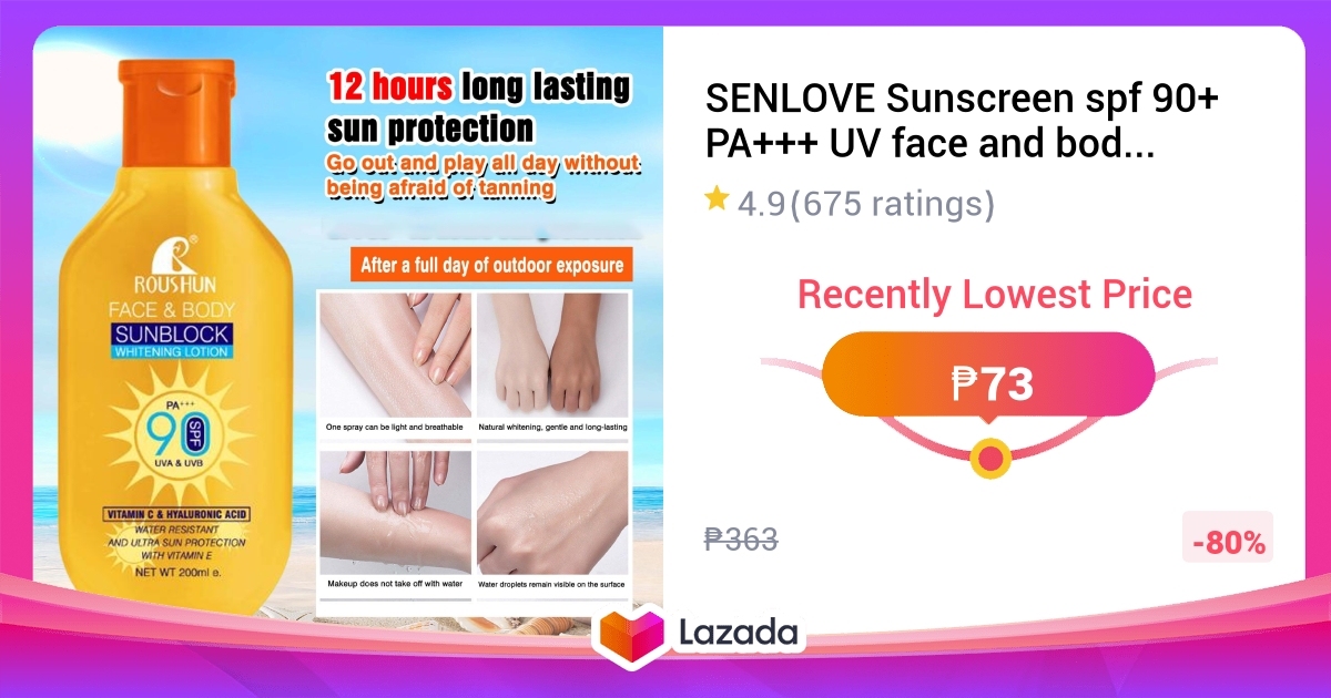 SENLOVE Sunscreen spf 90+ PA+++ UV face and body Matte Brightening For ...
