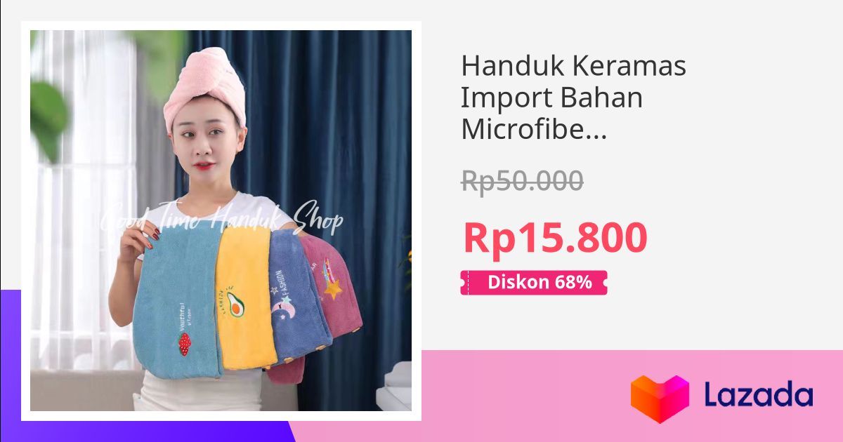 Handuk Keramas Import Bahan Microfiber Handuk Pengering Rambut 25x60cm ...