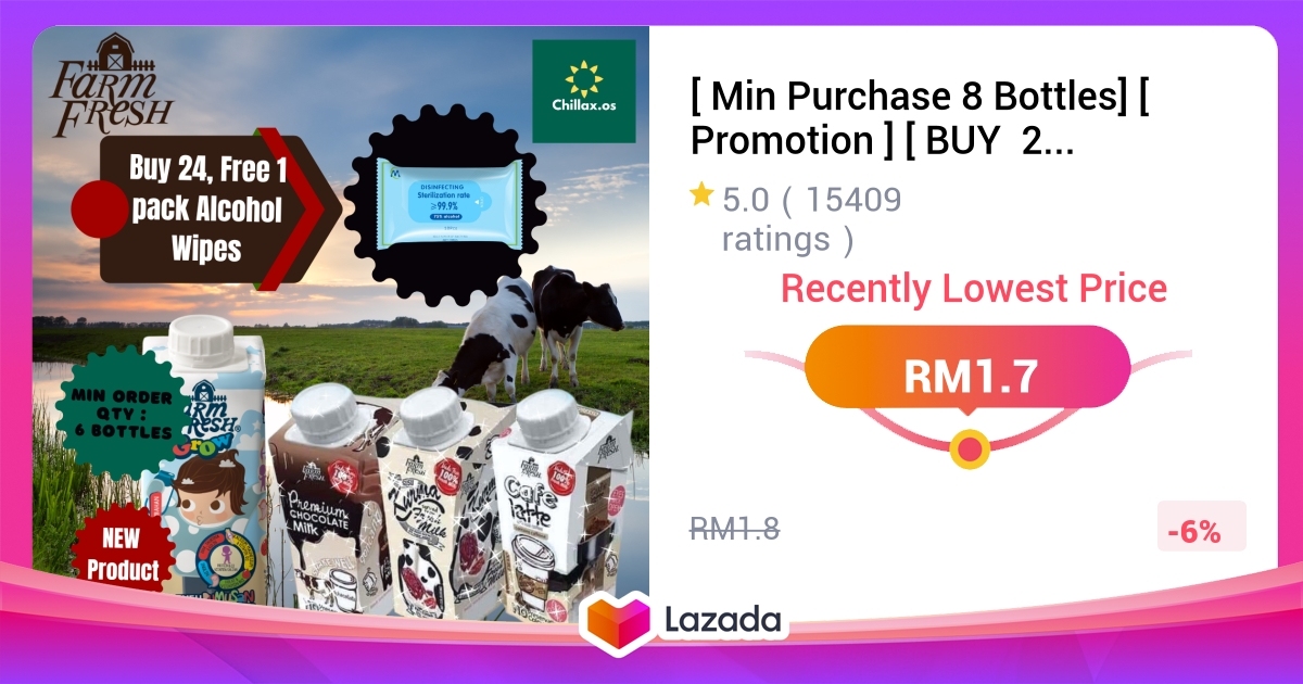 [ Min Purchase 8 Bottles] [ Promotion ] [ BUY 24 BOTTLES, FREE 1 CUTE ...