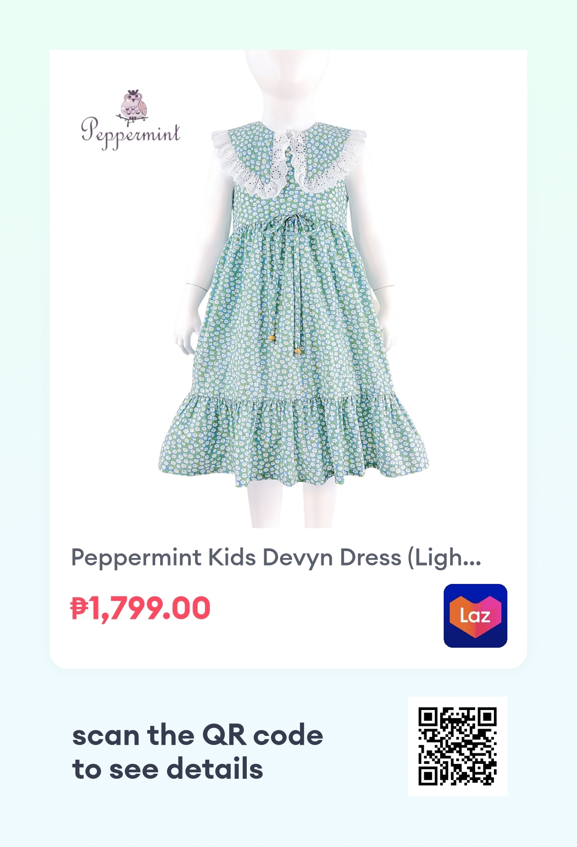 Peppermint Kids Devyn Dress (Light Blue/Yellow)