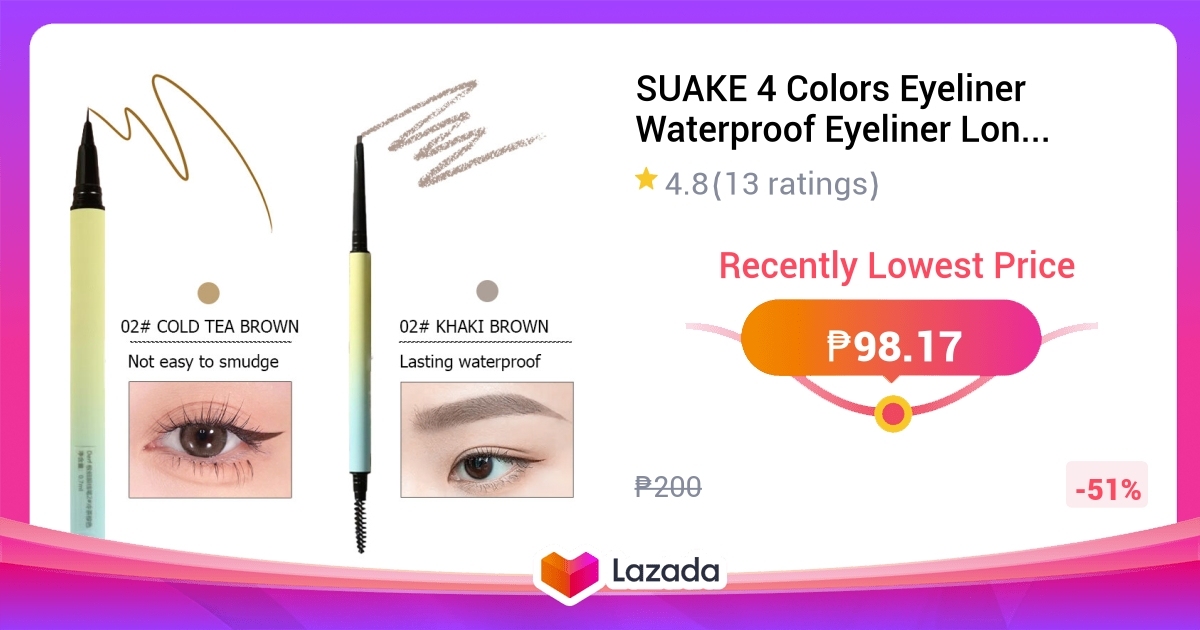 SUAKE 4 Colors Eyeliner Waterproof Eyeliner Long Lasting Eyeliner ...