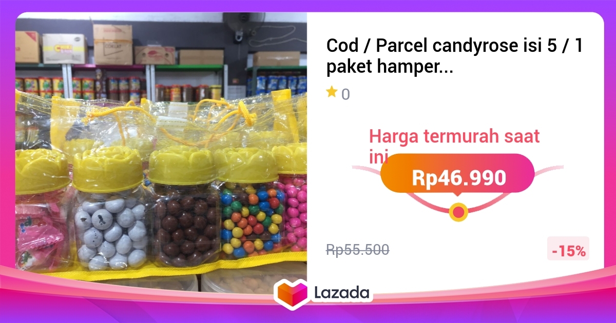 Cod / Parcel candyrose isi 5 / 1 paket hampers mawar ungu isi 5 toples / Hampers lebaran parcel ...