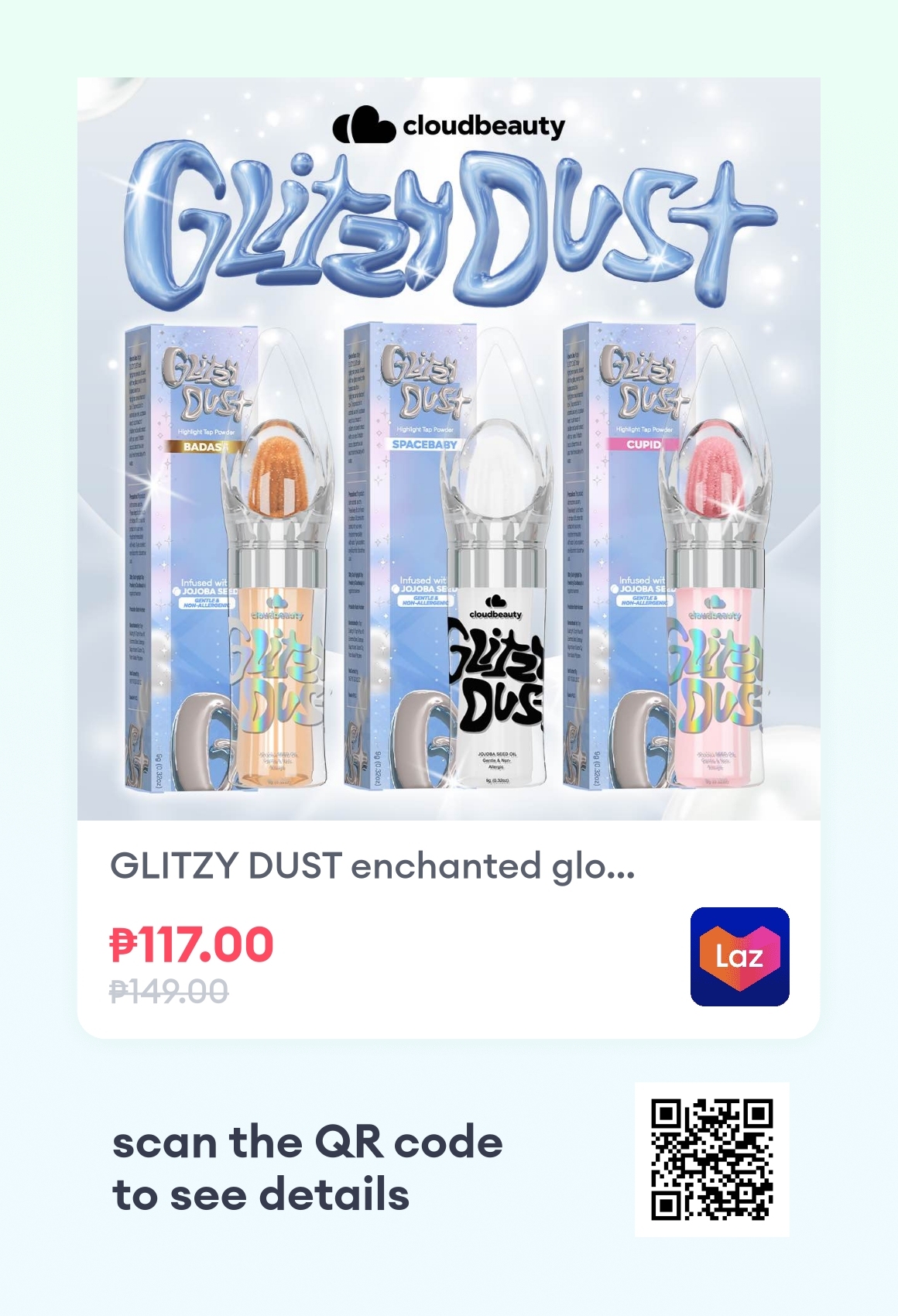 GLITZY DUST enchanted glow highlighter Tap with infused jojoba seed ...