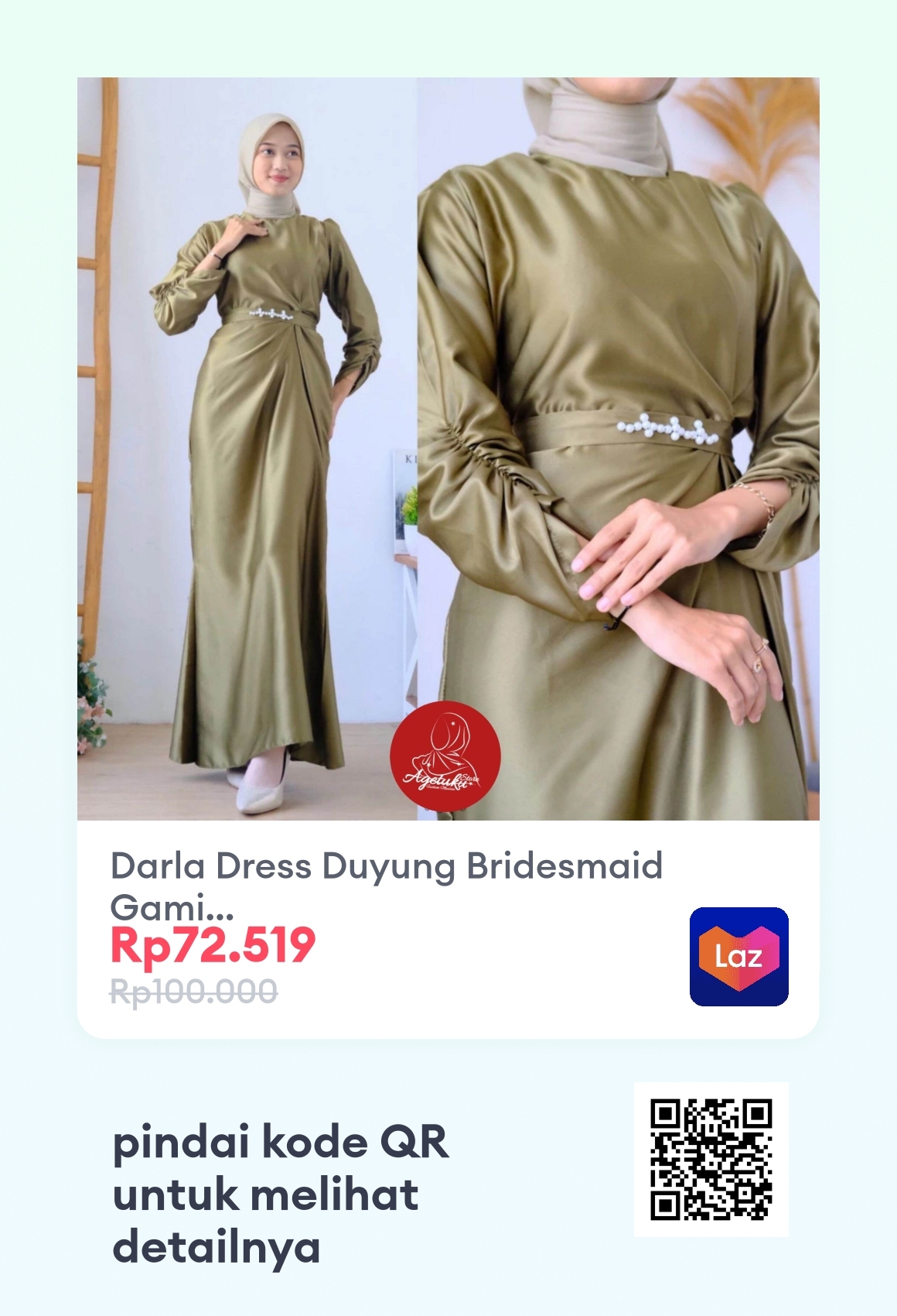 Darla Dress Duyung Bridesmaid Gamis Dress Kondangan Wanita Satin Silk