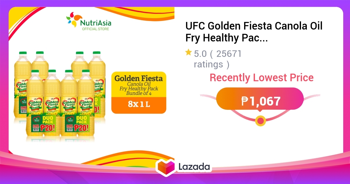UFC Golden Fiesta Canola Oil Fry Healthy Pack Bundle of 4