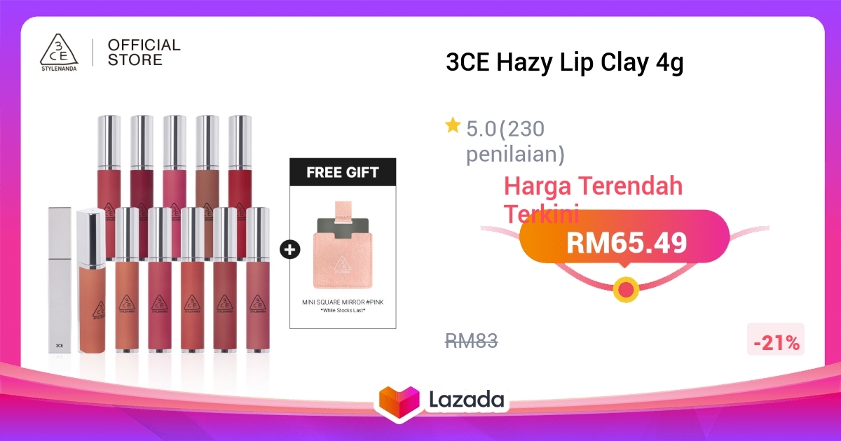 3CE Hazy Lip Clay 4g